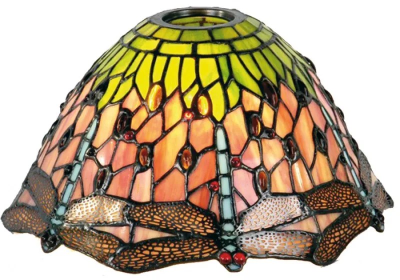 Stínidlo Tiffany Dragonfly zeleno červené s motivem vážky – 25x15 cm