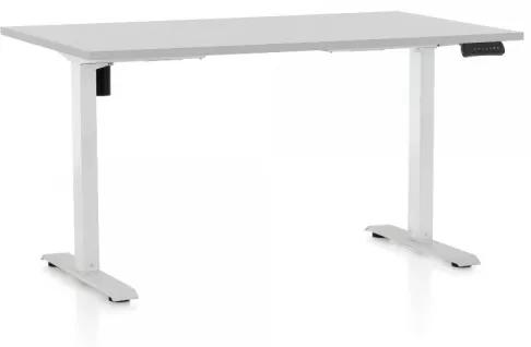 Výškově nastavitelný stůl OfficeTech B, 140 x 80 cm, bílá podnož