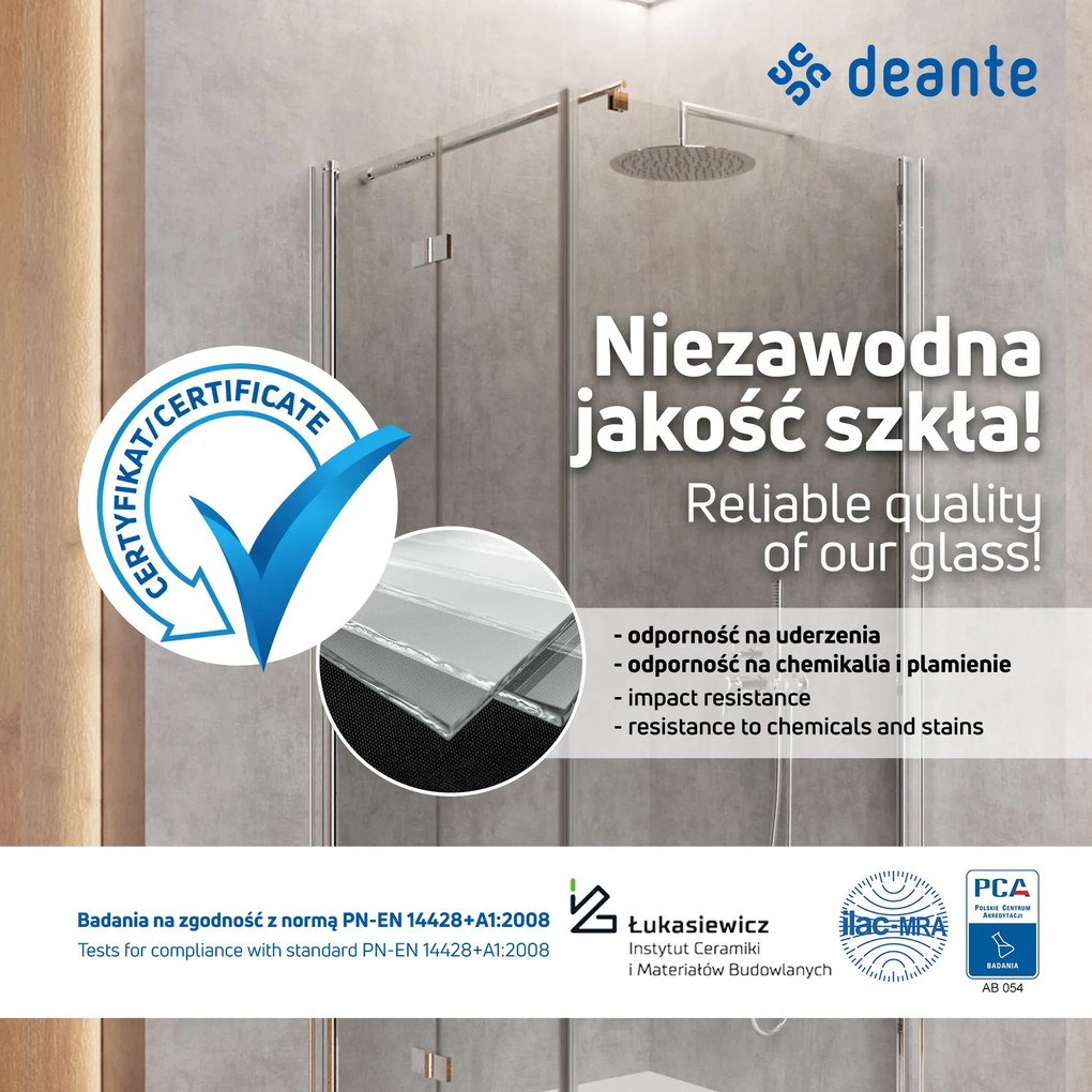 Deante Sprchová zástěna Walk-in Prizma, posuvná - KTJ N32R 120 cm, černá - bez vaničky