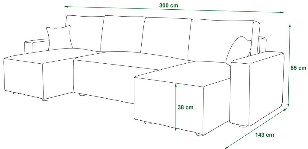 Rohová sedací souprava ve tvaru U Umbral (hnědá) (P). 1090083