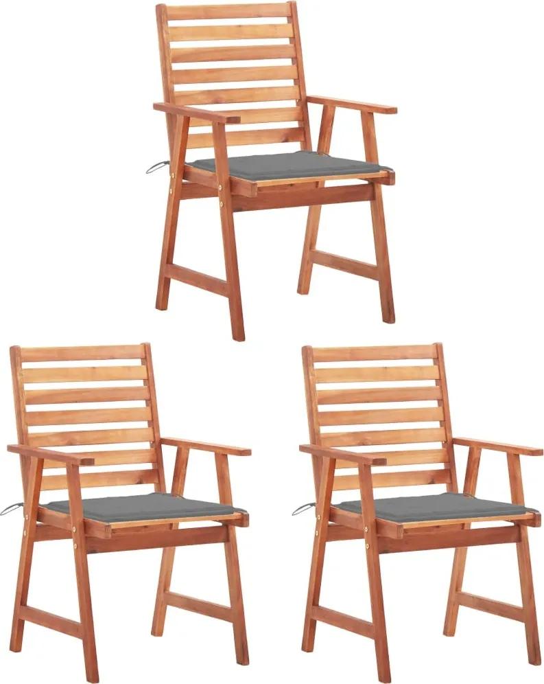 vidaXL Zahradní jídelní židle s poduškami 3 ks masivní akáciové dřevo [3064352] Barva: Jasně zelená