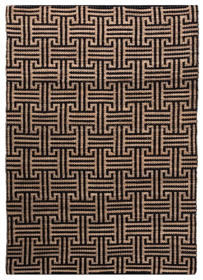 Černý/v přírodní barvě ručně tkaný koberec s příměsí juty 120x170 cm Meander Jute – Flair Rugs