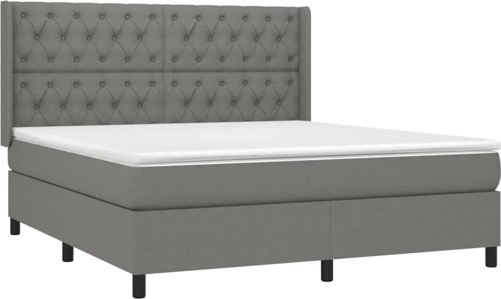 Box spring postel s matrací a LED tmavě šedá 160x200 cm textil 3138566