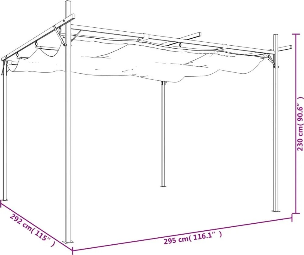 vidaXL Pergola se zatahovací střechou 295 x 292 x 230 cm [360115] Barva: krémová