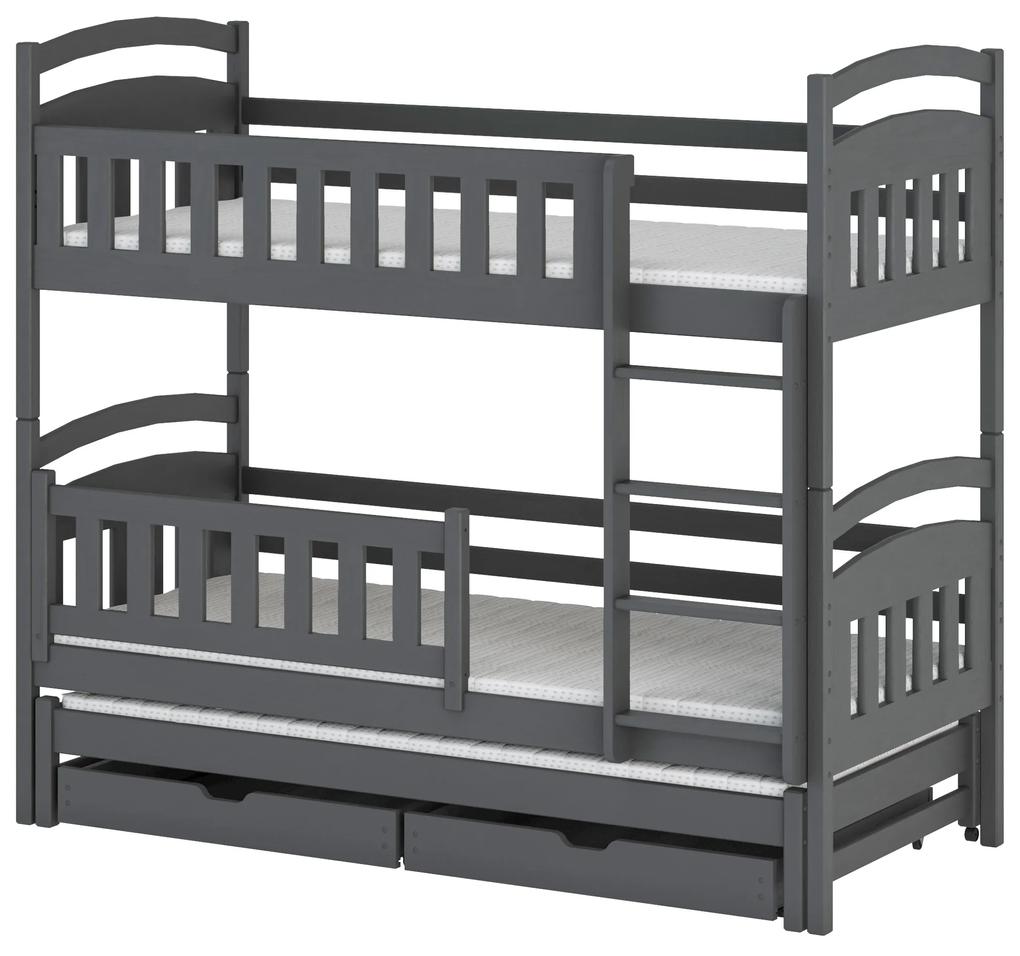 Dětská postel 90 cm BLAIR (s roštem a úl. prostorem) (grafit). 1013306