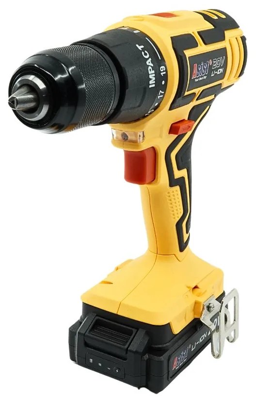 Asist AKU GANG AE2V20A-201P-BMC AKU vrtačka s příklepem 20 V, 2,0 Ah START SET