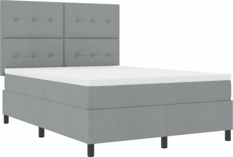 Postel s boxspringem s čelo Světle šedá 140 x 200 cm textil 3339392