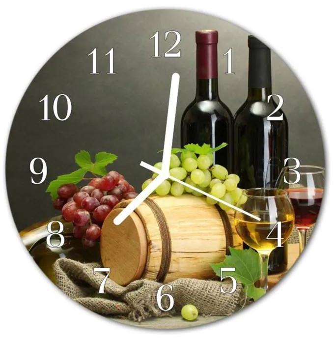 Nástěnné hodiny obrazové na skle - Víno