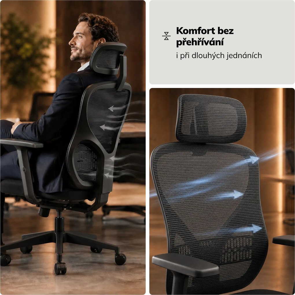 Kancelářské otočné křeslo s podhlavníkem černé: ORBIT