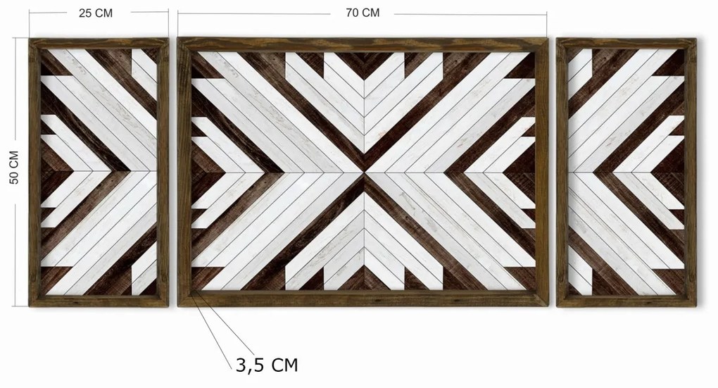 Sada obrazů WOODEN JIGSAW 120 x 50 cm 3 kusy