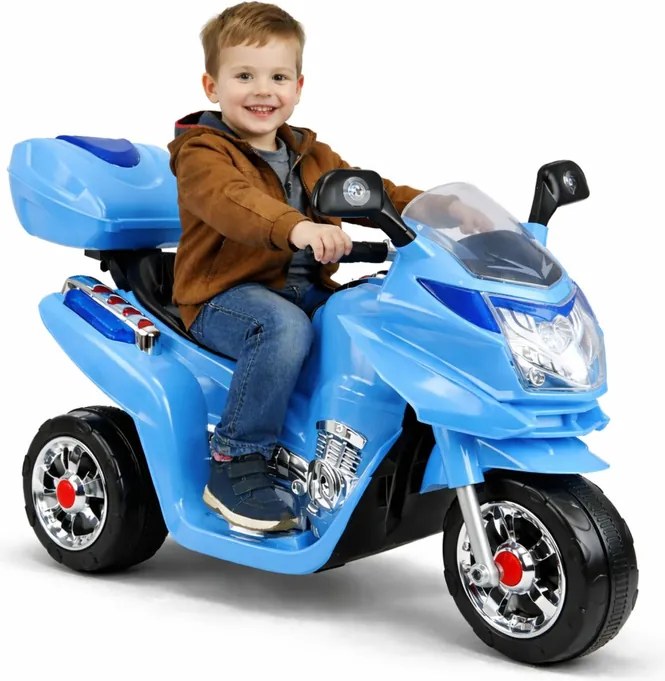 LEAN CARS Elektrická motorka pro děti HC8051 modrá se světly a zvuky
