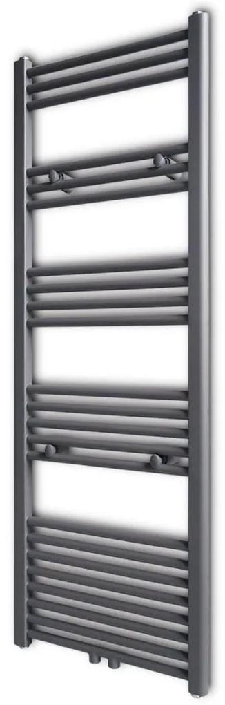 Žebříkový radiátor na ručníky - rovný - ústřední topení - šedý | 500x1424 mm