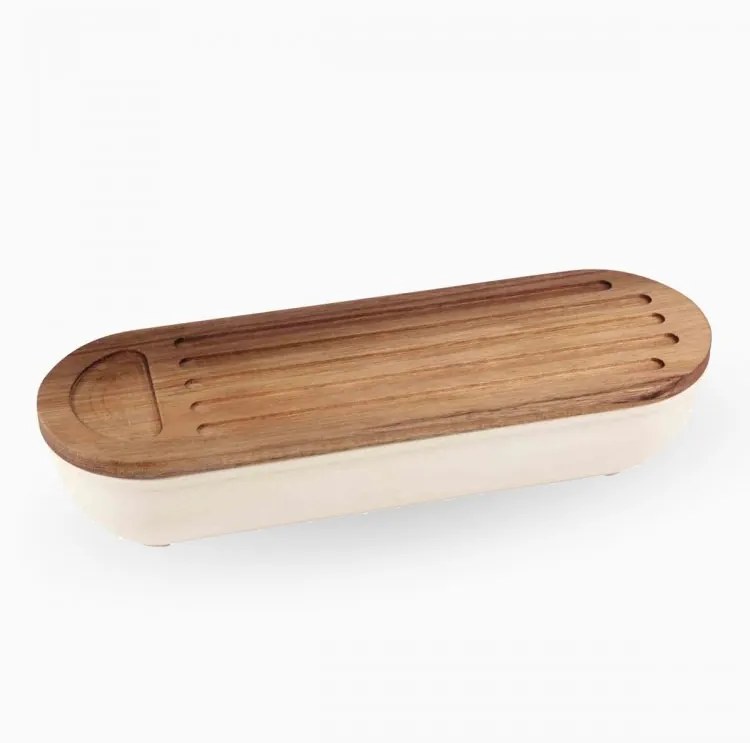 Lunasol - Box na bagetu s víkem / krájecí deska z akátového dřeva - Basic (593064)