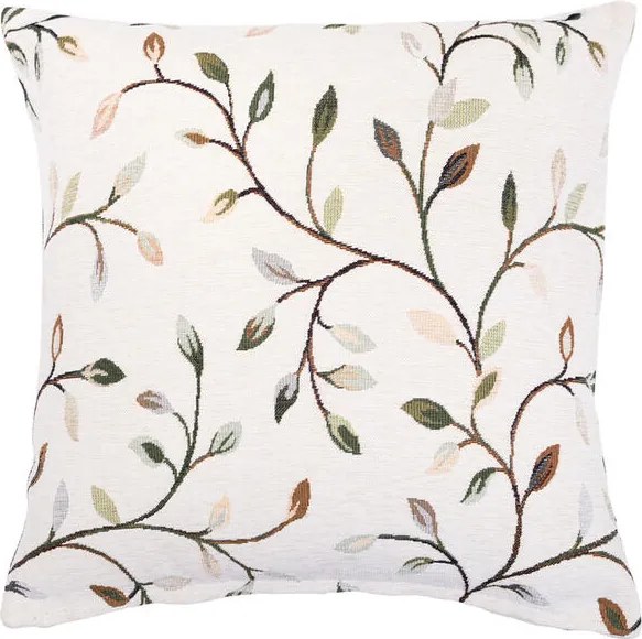 SCANquilt povlak SOFAS multi leaves bílokhaki 45 x 45 cm