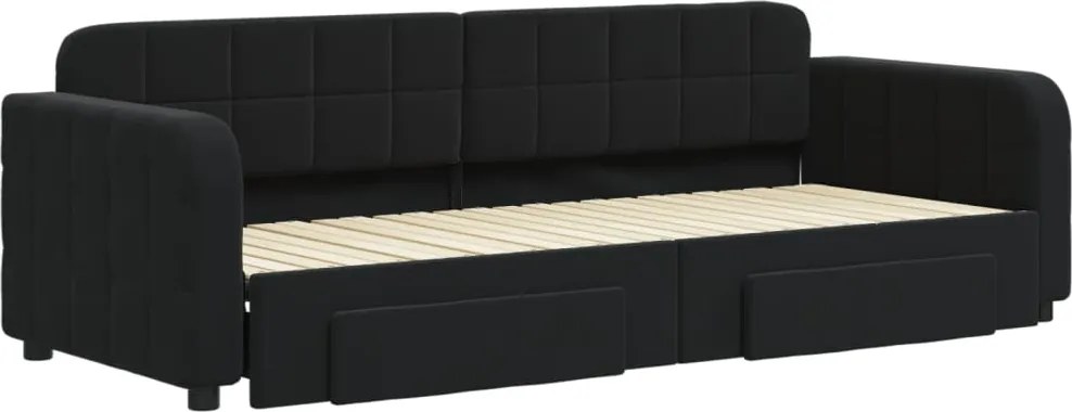 Válenda s přistýlkou a zásuvkami černá 80 x 200 cm samet 3196974