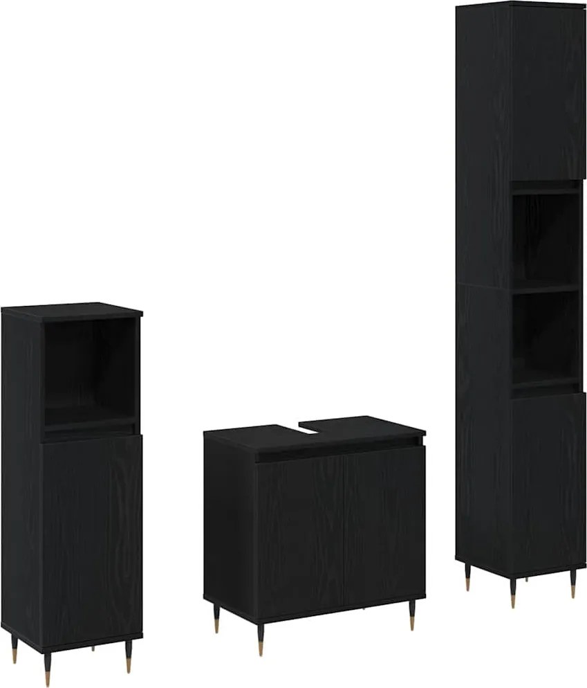 Sada koupelnového nábytku 3 ks Černý dub 30 x 30 x 190 cm 3333098