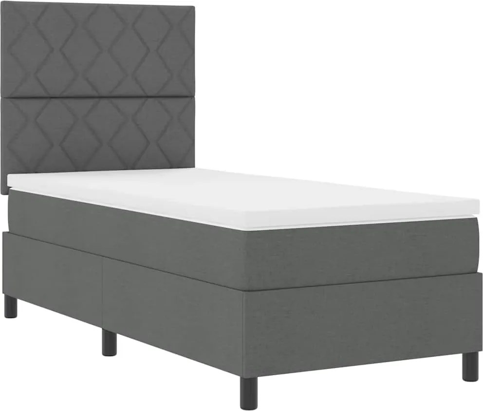 Postel s boxspringem s čelo Tmavě šedá 90 x 200 cm textil 3339435