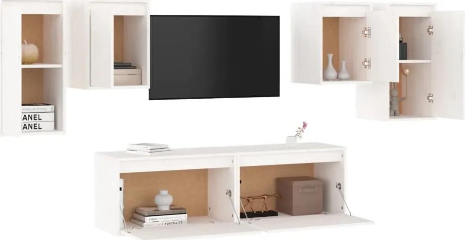 vidaXL TV skříňky 6 ks masivní borové dřevo [3100240] Barva: Černá