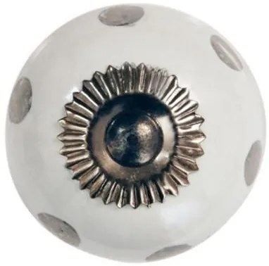 La finesse Porcelánová úchytka Silver dots, stříbrná barva, porcelán 40 mm