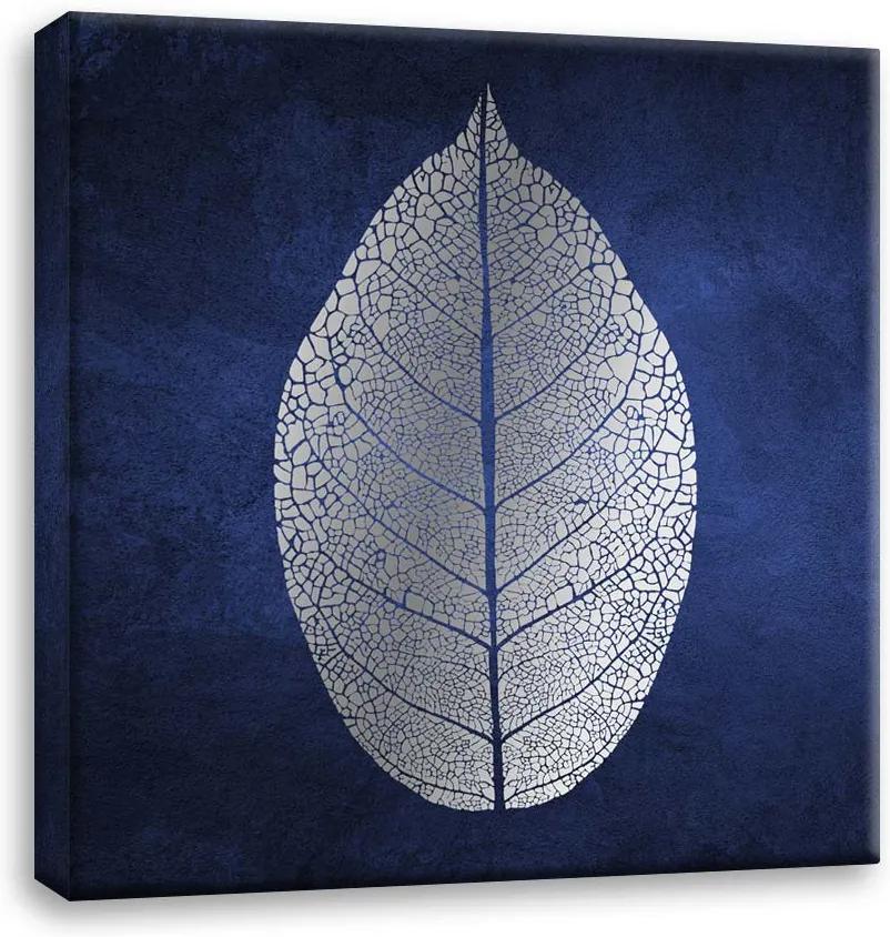 Styler Metalický obraz na plátně - Blue leaf 60x60 cm