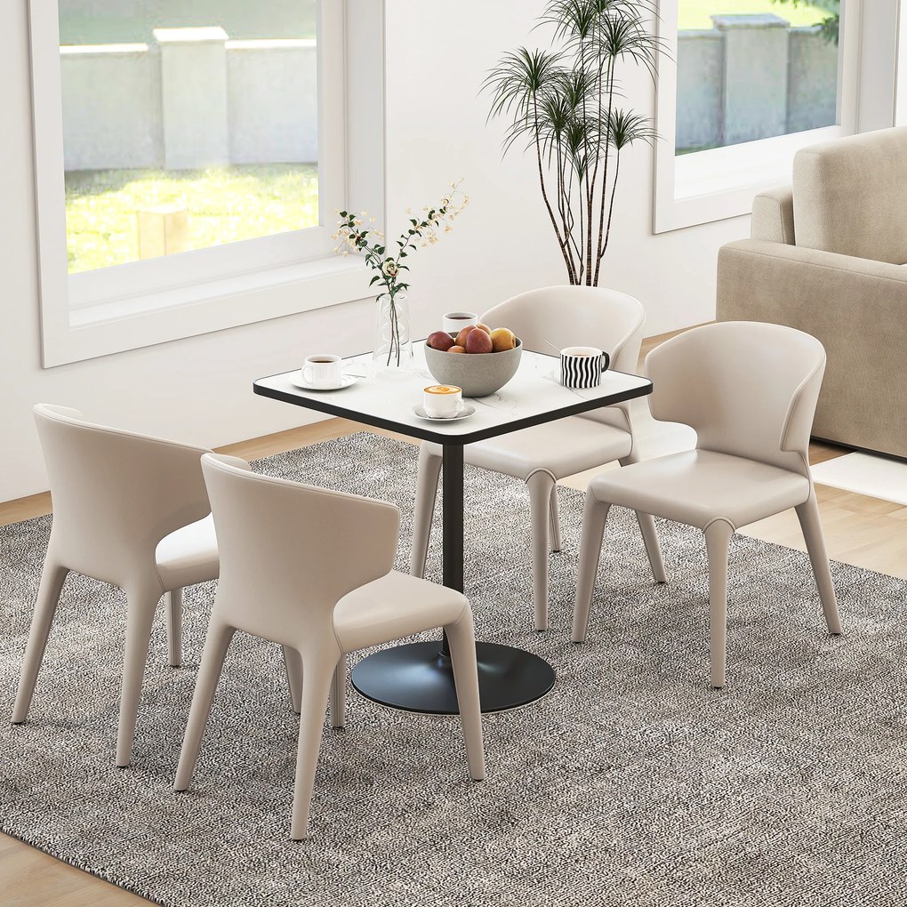 HOMCOM Jídelní stůl pro 4 osoby v moderním stylu s bílým mramorovým efektem a kulatým podstavcem, 70 x 70 cm, bílý