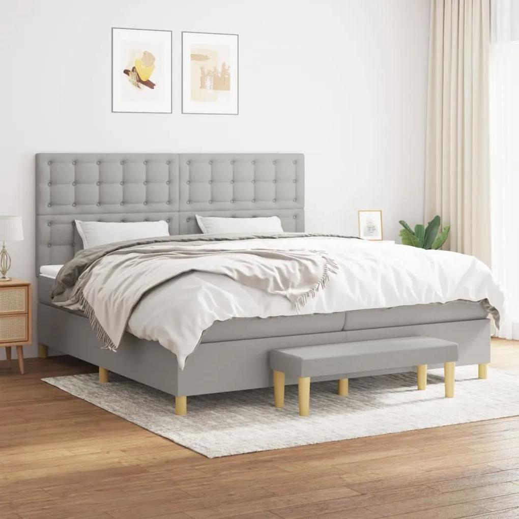 Box spring postel s matrací světle šedá 200 x 200 cm textil,  3137501
