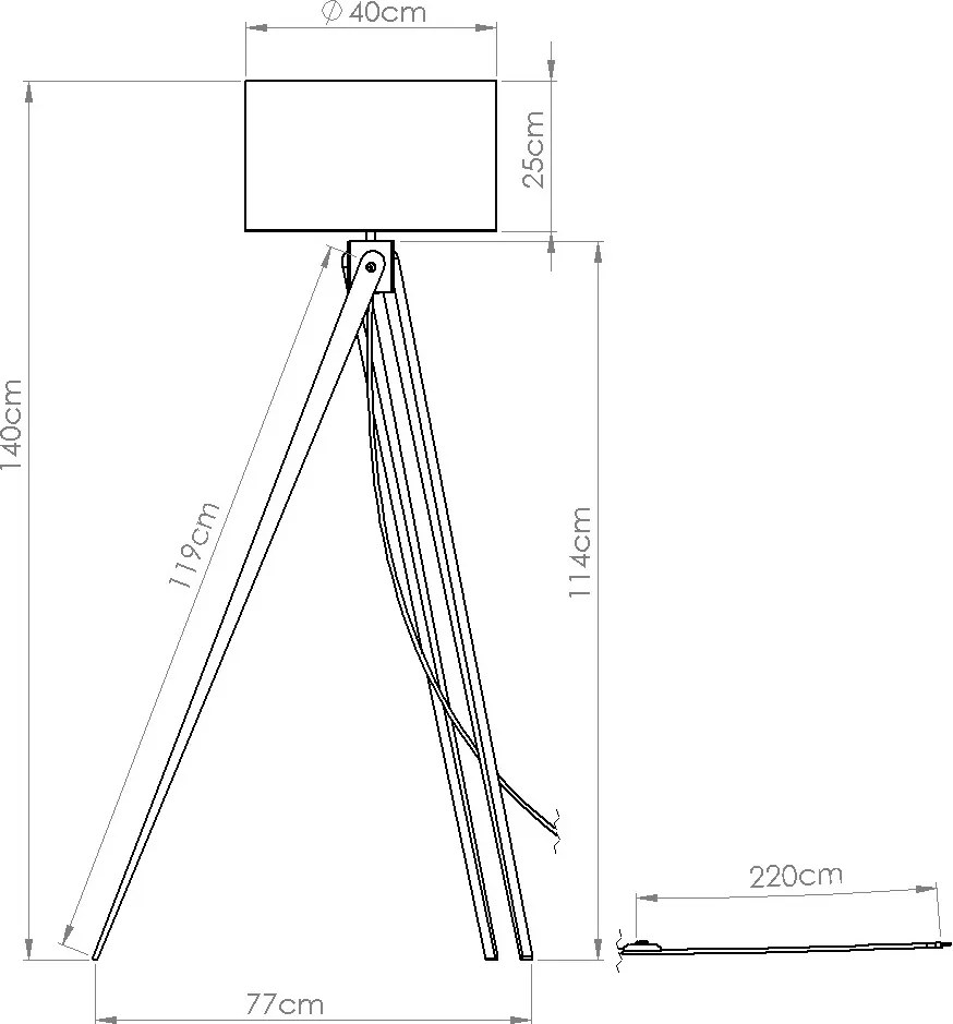 Stojací lampa Natt, 1x bordó textilní stínítko, dřevo