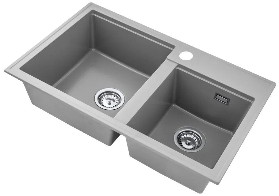 Gamma Modern 8020, 2-komorový granitový dřez 795x495x210 mm, šedá, GMA-KAT00048
