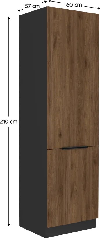 Skříňka na vestavnou chladničku, ořech okapi/černá, MENZO 60 LO-210 2F