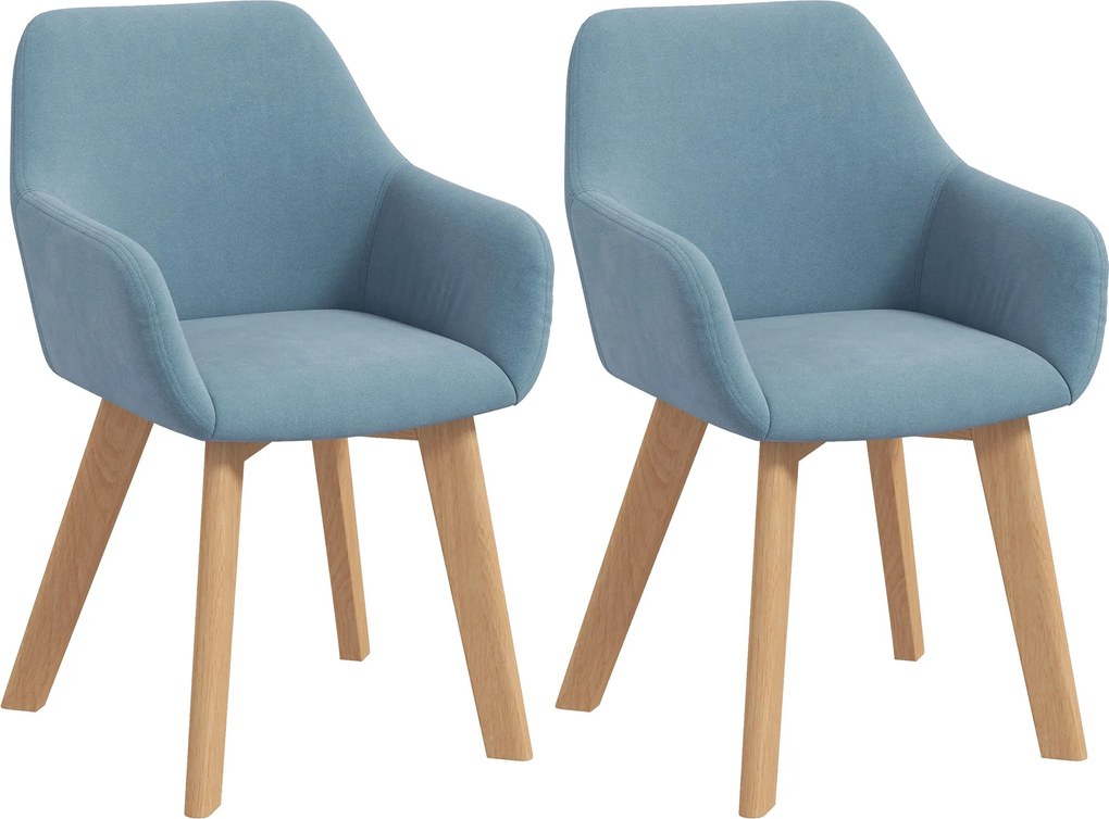 HOMCOM Sada 2 moderních jídelních židlí, čalouněné sametem s opěradlem, područkami a nohami z kaučukového dřeva, 120 kg nosnost, pro obývací pokoj a l