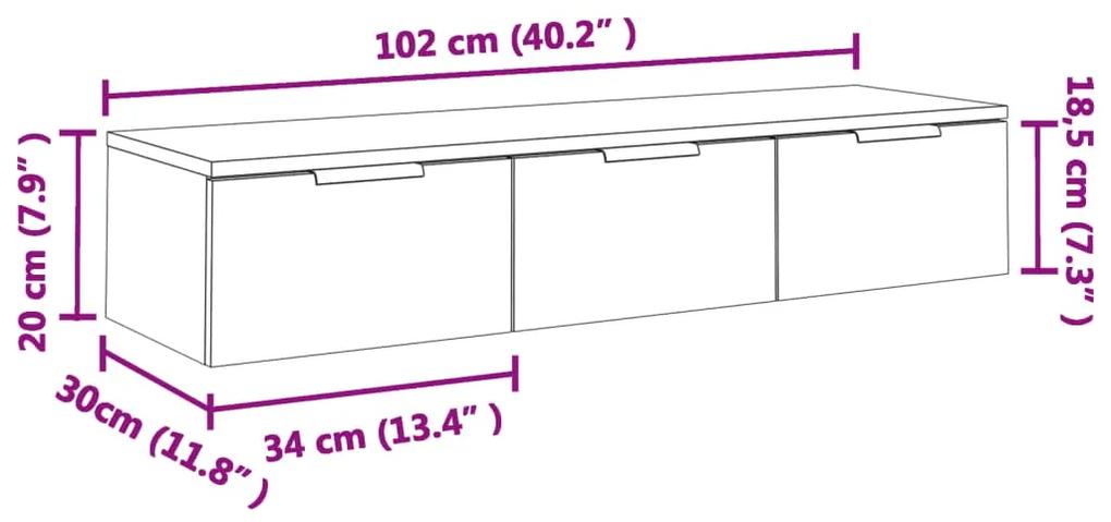 Nástěnná skříňka betonově šedá 102x30x20 cm kompozitní dřevo