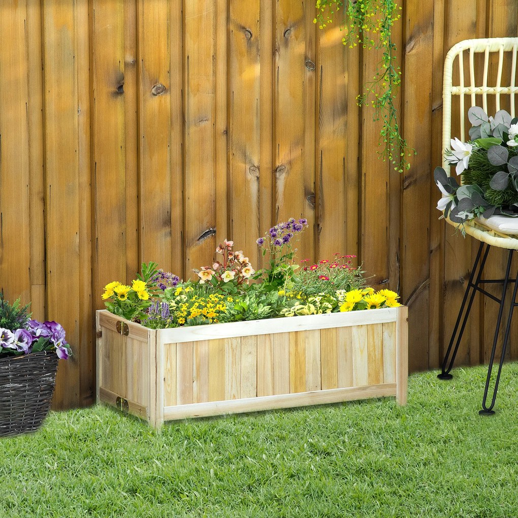 Outsunny skládací truhlík na vyvýšený záhon 70x30x25cm pro zahradu terasu balkon z jedlového dřeva příroda | Aosom.de