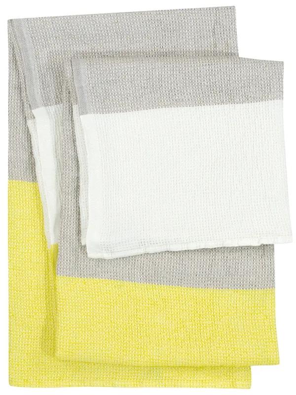 Ručník Terva, len-bílo-žlutý, Rozměry  48x70 cm