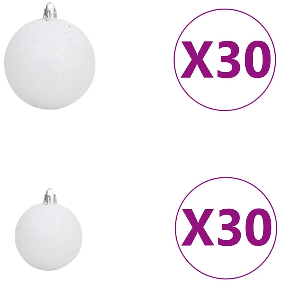 vidaXL Umělý vánoční stromek s LED a sadou koulí 500 cm bílý