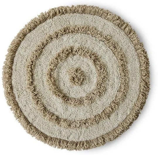 Béžová kulatá bavlněná koupelnová předložka Bath mat - Ø 80 cm