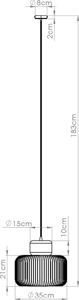 Závěsné svítidlo Gabbia, 1x černé drátěné stínítko, dřevo, (fi 35cm)