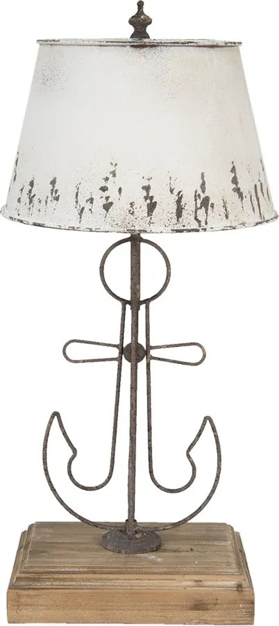 Krémová antik stolní lampa s kotvou a kovovým stínidlem - Ø 35*79 cm