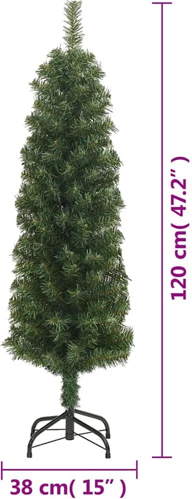 Úzký umělý vánoční stromek se stojanem zelený 120 cm PVC 328480