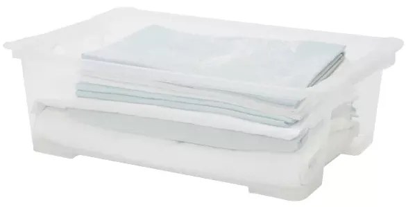 Rotho Univerzální úložný box, krabice s víkem, EVO, transparent - 58x39x19, 30l