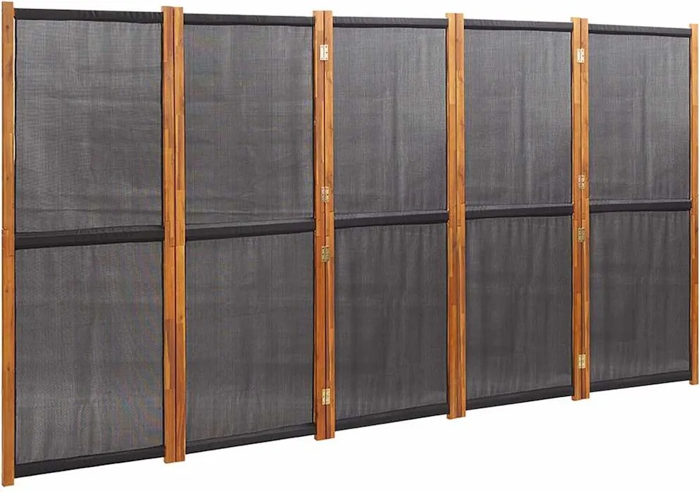 5dílný paraván černý 350 x 180 cm 319181