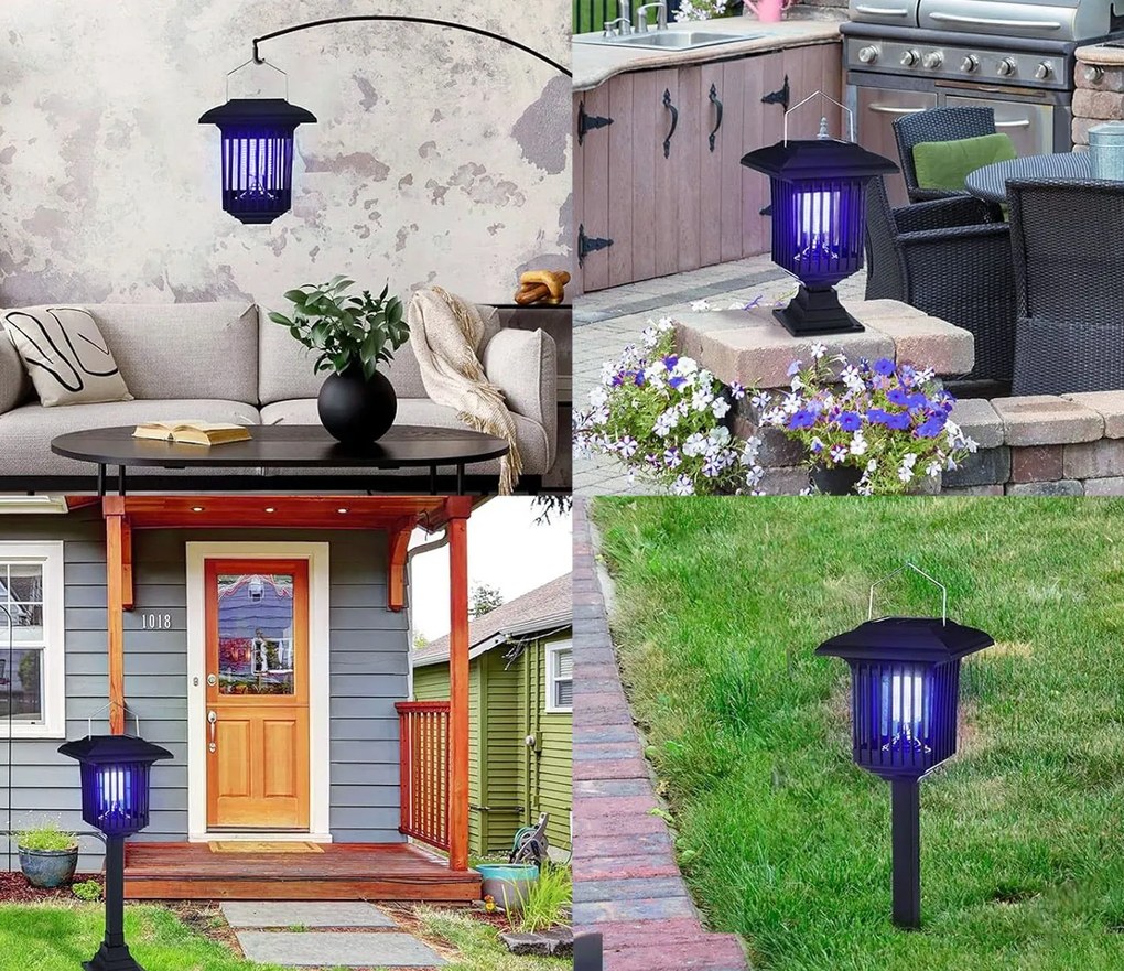 Bluegarden, LED solární lampa proti hmyzu 15x15x27 cm J-22, černá, OGR-02107