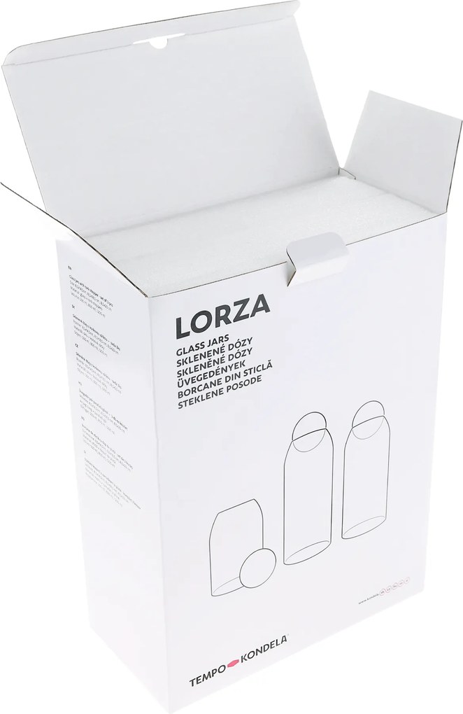 TEMPO-KONDELA LORZA, skleněné dózy, set 3 ks, se zátkou, sklo/korek