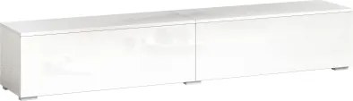 HOMCOM závěsný TV nábytek až do 190,5 cm s push-to-open dveřmi, 180x33x30 cm, lesklá bílá