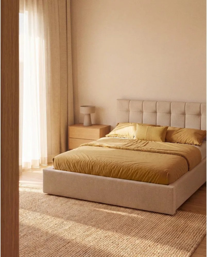 Stolní lampa šedobéžová s textilním stínidlem (výška 35 cm) Algaida – Kave Home