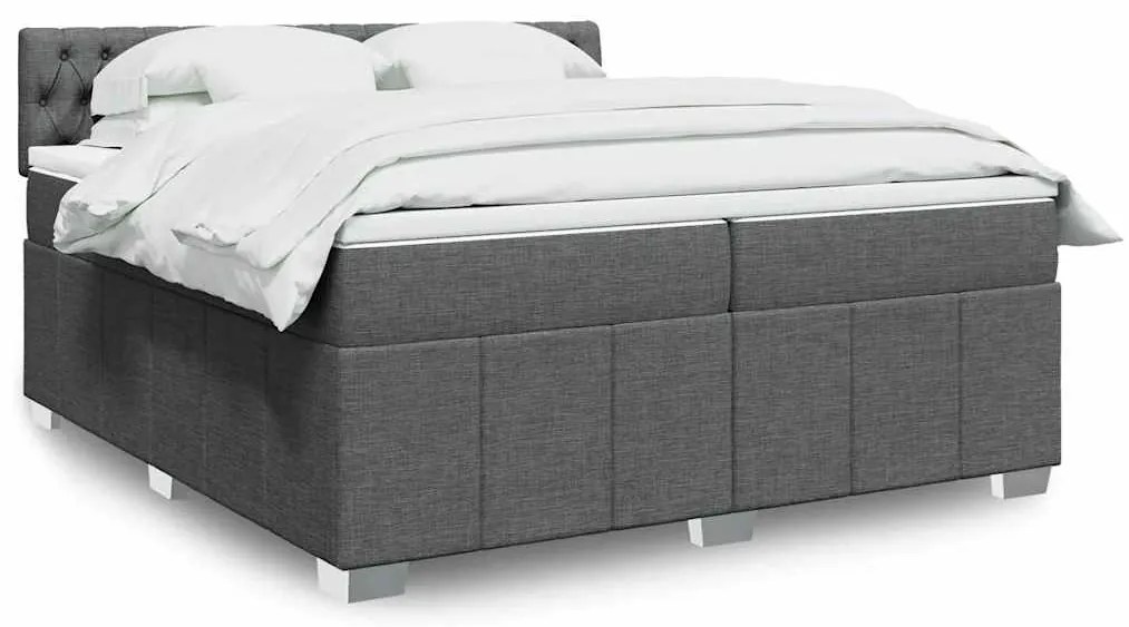 Box spring postel s matrací tmavě šedá 200x200 cm textil