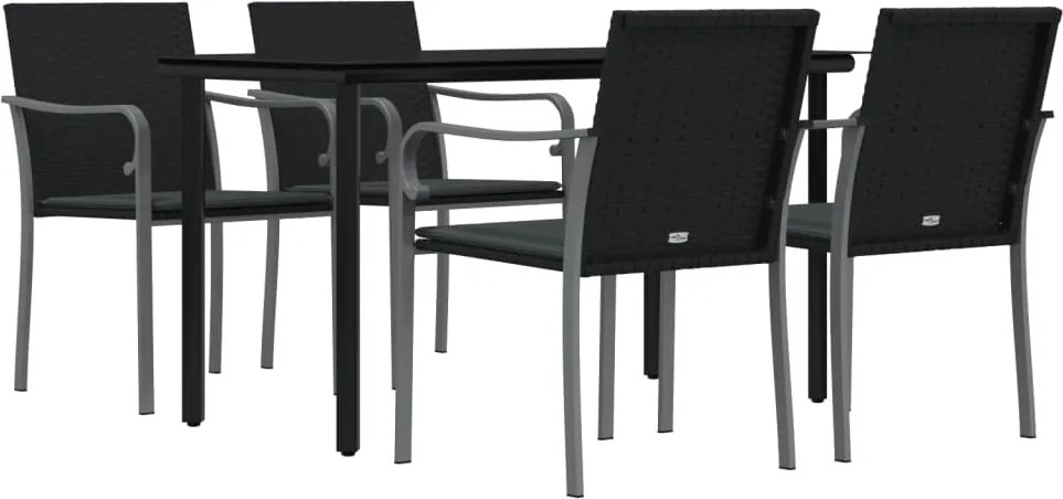 5dílný zahradní jídelní set s poduškami polyratan a ocel 3186959