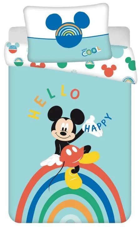 JERRY FABRICS Povlečení do postýlky Mickey rainbow Bavlna, 100/135, 40/60 cm