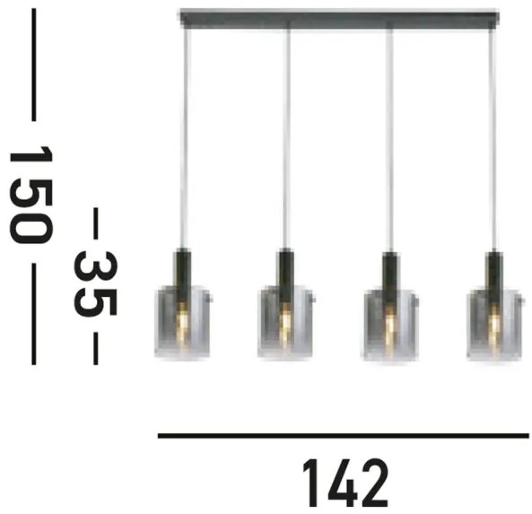 Searchlight 88910-4MO Závěsný lustr SWEDEN jantarové sklo