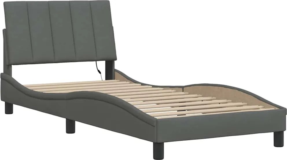 Rám postele bez matrace Hanko tmavě šedá 90 x 190 cm textil 3310427