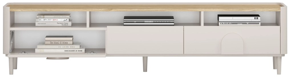 TV stolek Amilio 200 cm na nožkách - kašmírová / dub olejovaný / kašmírové úchytky